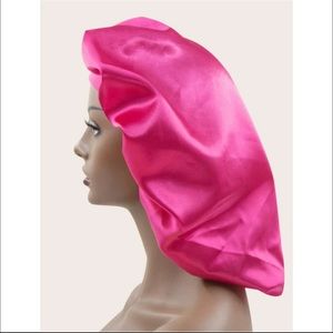 Kathrono | Accessories | Lovely Shiny Bright Pink Satin Hair Bonnet ...
